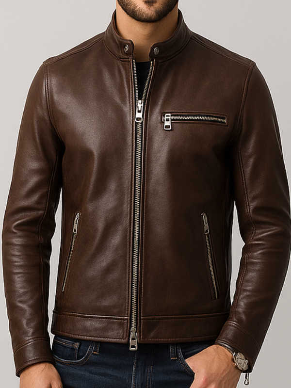 William Leather Brown Jacket - Men Leather Jacket Brown – Streetwear ...